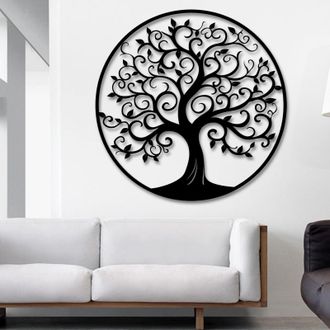 Generic Schwarzes Lebensbaum-Wandbild aus Metall, minimalistische Wanddekoration aus Metall f&uuml;r Wohn- und Esszimmer, Moderne Skulptur des Lebensbaums f&uuml;r Wohn