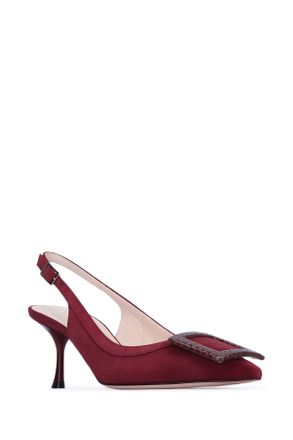 Roger Vivier Womens City Slingback Heel Burgundy Suede