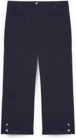 Fiorella Rubino Femme, Pantalons, Bleu, Taille: 36 FR Pantalon Capri en Tissu Stretch