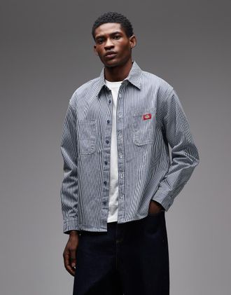 Dickies Hickory - Chemise de travail &agrave; rayures et manches longues - Bleu