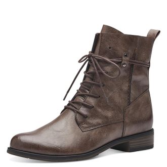 Marco Tozzi Damen Stiefeletten zum Schn&uuml;ren aus Kunstleder Flach, Braun (Mud), 37