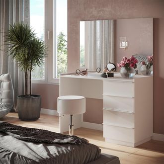 Vicco Schminktisch Viktoria, Wei&szlig;, 110 cm mit Spiegel & Hocker