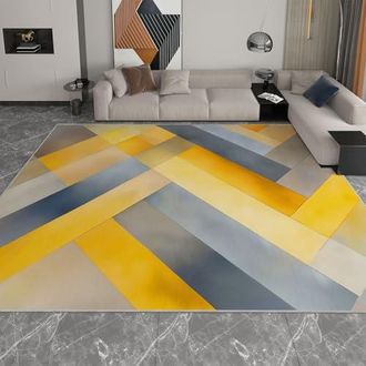 Generic 160 x 230 cm Abstrait Tapis Salon - Tapis Doux Antid&eacute;rapant et Poils Courts Imprim&eacute; Moderne &Eacute;l&eacute;gant Chevrons, Gris Jaune pour Chambre dadulte Cuisine 