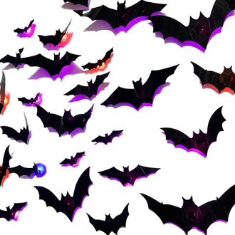 Generic 3D-Aufkleber, Fledermaus-Design, 36 Stück, 3D-Halloween-Aufkleber mit Beleuchtung - saisonale Dekoration für Klassenzimmer, Veranda, Party, Fenster, B