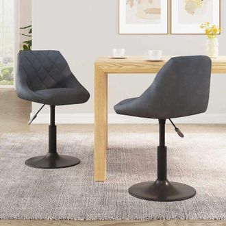 vidaXL Vidaxl - Chaises pivotantes &agrave; d&icirc;ner 2 pcs Gris fonc&eacute; Velours