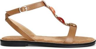 Caf&egrave;noir Sandales En Cuir En Forme De &laquo; T &raquo; Orn&eacute;es De Pierres, Pour Femme, Couleur Marron, Taille 36