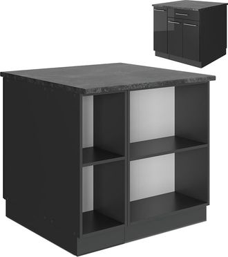 Vicco Kücheninsel Fame-Line, Anthrazit Hochglanz, 90 cm ohne Arbeitsplatte