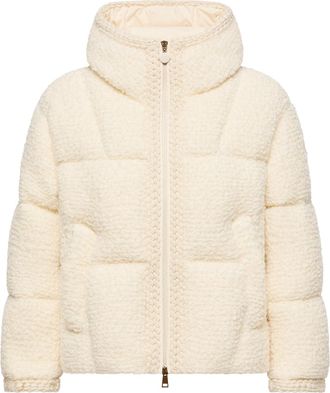 Moncler Moncler Cristallin Hooded Wool Blend Short Down Jacket, Women, White, Size: 00