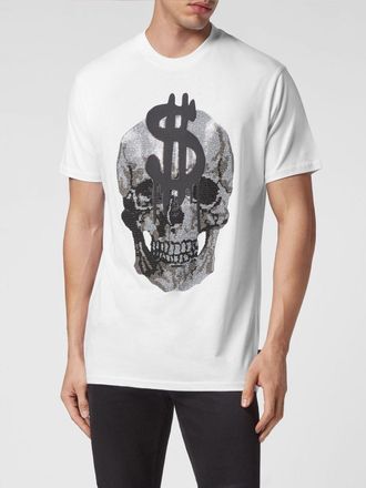 Philipp Plein T-shirt en coton avec imprim&eacute; Skull et applications de strass