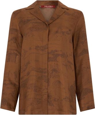 Max Mara Femme, Blouses et Chemises, Brun, Taille: 40 FR Chemise en soie imprim&eacute;e