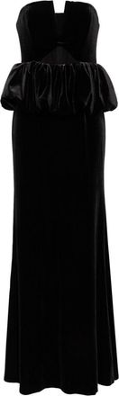 Self Portrait Samt-Maxikleid mit Sch&ouml;&szlig;chen - Schwarz