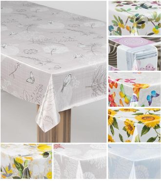 Laro Wachstuch-Tischdecke Wachstischdecke Gartentischdecke, Muster:Schmetterling Vogel Grau, Größe:118x180