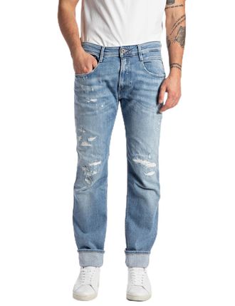 Replay Herren Anbass Aged Jeans, 010 Light Blue, 33W / 32L