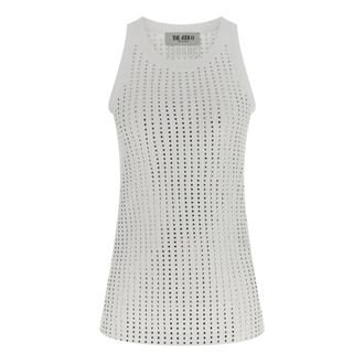 The Attico Femme, Tops, Blanc, Taille: 36 FR Débardeur à strass