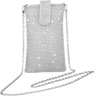 Frcolor Sac Bandouli&egrave;re Femme de Cristaux Brillant Sacoche Mobile &Eacute;l&eacute;gante et Portefeuille Pratique pour Soir&eacute;es et F&ecirc;tes
