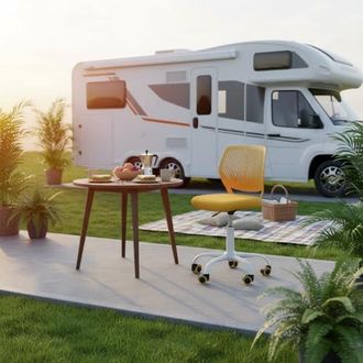 Furniture R Campinghocker ergonomisch, höhenverstellbarer Drehhocker ohne Armlehnen, Netzrückenlehne, Sitzfläche 38x40cm, 32cm Rückenlehne, Metallfuß, 130kg Tragk