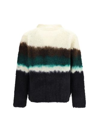 sacai Mens Chusen-Dyed Cardigan Black Multi Wool Ovis Aries; Polyester Sweater