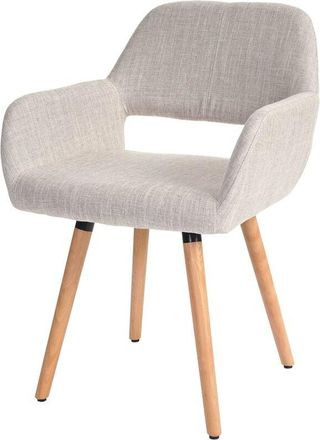 Hhg jamais utilisé] Chaise de salle à manger Altena ii, fauteuil, design rétro des années 50, tissu, crème/gris