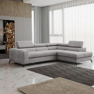 Fun M&ouml;bel Ecksofa Schlafsofa amadeo Stoff Anafi Grau Ottomane Rechts