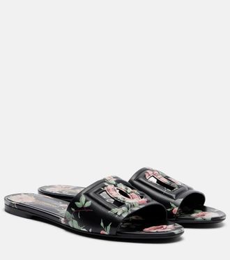 Dolce & Gabbana Mules DG en cuir &agrave; fleurs