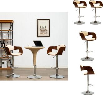 vidaXL Vidaxl - Barhocker 2 Stk. Creme Bugholz und Kunstleder - Barhocker - K&uuml;chenst&uuml;hle - Esszimmerst&uuml;hle - H&ouml;henverstellbare St&uuml;hle - Cremefarbene M&ouml;bel