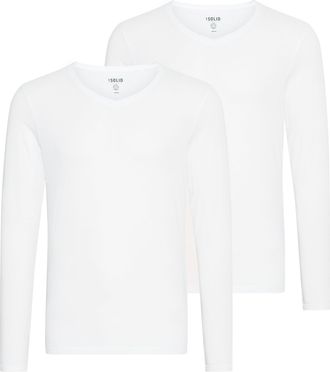 Solid SDBasil Herren Longsleeve Langarmshirt Shirt Basic im 2er Pack oder 3 er Pack mit V- Ausschnitt im 2er Pack Baumwollmischung Slim fit, Größe:3XL, Farb