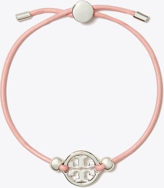 Tory Burch Damen Icon Armband mit Schiebeverschluss in Silber/Pink