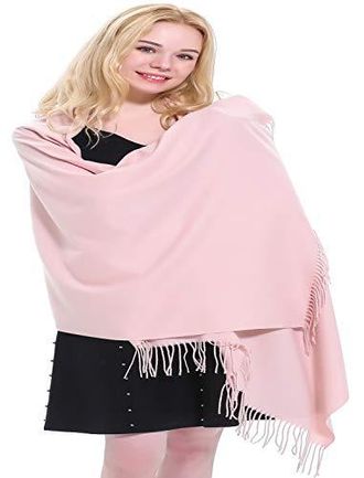 CJ Apparel Foulard &eacute;pais en coton m&eacute;lang&eacute; de couleur unie pour le visage - Pashmina, rose clair, taille unique