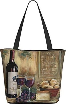 AOOEDM Sac &agrave; provisions pour femme avec peinture au vin 33 x 27,9 x 17,8 cm. Le cadeau parfait pour la Saint-Valentin. Cest de la Saint-Valentin pour maman, 