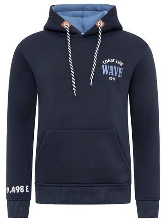 Zwillingsherz Hoodie Coast Life Wave Kapuze, Kordelzug, Fronttasche, Stickerei