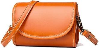 Generic Petit sac &agrave; bandouli&egrave;re pour femme en cuir v&eacute;ritable, sac &agrave; main tendance &agrave; rabat avec compartiments, jaune, Small