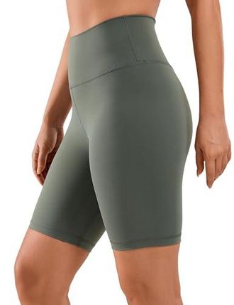 CRZ YOGA Femmes Naked Feeling Sentiment Nu Yoga Cycliste Shorts - 20cm Taille Haute Entra&icirc;nement en Cours Motard Shorts Sauge Grise 44