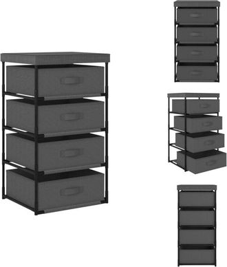 vidaXL Tagère de rangement avec 4 paniers en tissu Acier Gris - Étagère De Rangement - Meuble De Rangement - Bibliothèque - Rangement Intérieur