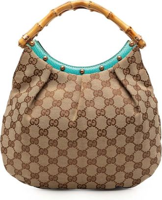 Gucci Hobo Bags - Studded GG Canvas Bamboo Hobo - Gr. unisize - in Braun - f&uuml;r Damen
