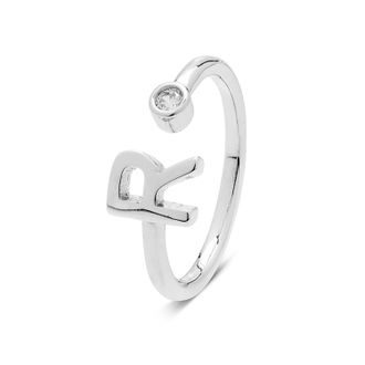 Luxenter 925 Sterlingsilberring mit Rhodiumfinish Brilliant Zirconia - Alphabet