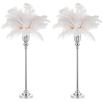 Nuptio Vase Argent&eacute; pour Centre de Table: 2 Pi&egrave;ces 77.5cm Haut Support Fleur Trompette Dor&eacute; pour Mariage - Decoratif Metal Vases pour Noel Anniversaire Cerem