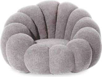 Menzzo Fauteuil design coquillage Arielina Tissu bouclette Gris