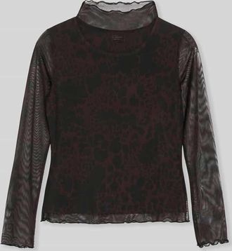 s.Oliver Black Label Langarmshirt mit semitransparentem Mesh-Besatz