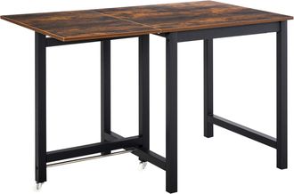 HOMCOM Esstisch ausziehbar klappbar rechteckig K&uuml;chentisch f&uuml;r 4-6 Personen mit Rollen, Esszimmertisch aus Metall 118 x 70 x 76,5 cm Braun