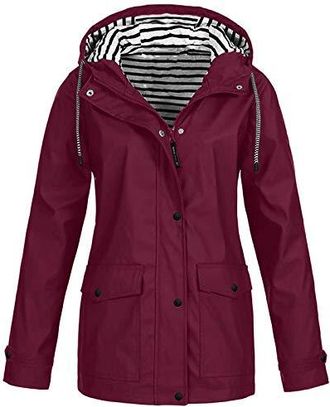 Generic Veste de Pluie pour Femme - Imperméable et Respirante - avec Capuche - Légère - Grandes Tailles - Sport - pour Femme - Coupe-Vent