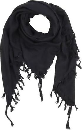 Freak Scene Foulard de coton fine et tiss&eacute;e dense - noir - avec franges - toile carr&eacute;e