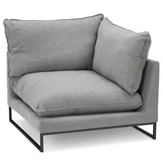 Alterego Fauteuil de coin LASKA CORNER en tissu gris clair