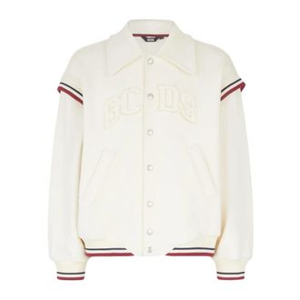 GCDS Collared Jersey Bomber - - Jackets - Damen - Wei&szlig; - 2XL