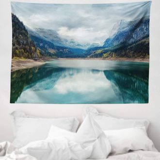 Abakuhaus Landschaft Wandteppich, Alpensee mit dramatischem Himmel Wald und Berge Reise Kunst, aus Weiches Mikrofaser Stoff Wand Dekoration F&uuml;r Schlafzimmer, 15