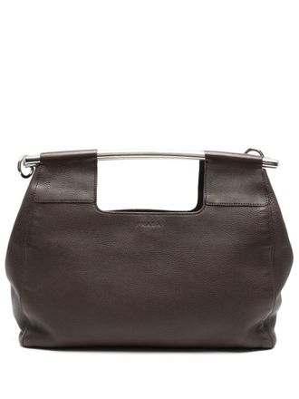 Prada sac à main à barre métallique (années 2000) - Marron