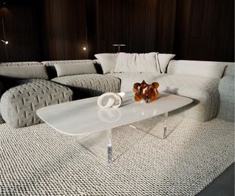 DELIFE Couchtisch Edge Boot 135x80 cm Keramik Onyx Champagne Lumia Acryl, Couchtische
