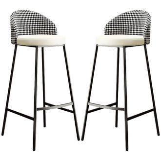 Generic Barhocker, Barhocker in Tresenh&ouml;he aus Kunstleder mit niedriger R&uuml;ckenlehne und Fu&szlig;st&uuml;tze, K&uuml;cheninsel-Barhocker, einfache Montage, 66/76 cm