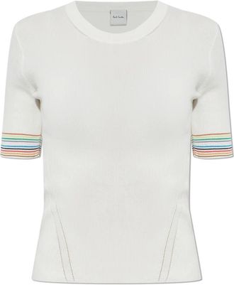 Paul Smith Femme, Tops, Blanc, Taille: 36 FR T-shirt ras du cou &agrave; rayures Signature