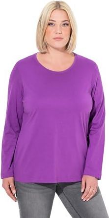 Ulla Popken T-Shirt pour Femme, Grandes Tailles, Grande Taille, Slim, col Rond, Manches Longues, Lilas, 54-56