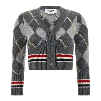 Thom Browne Femme, Pulls, Gris, Taille: 36 FR Gros Gilet en Laine Mérinos